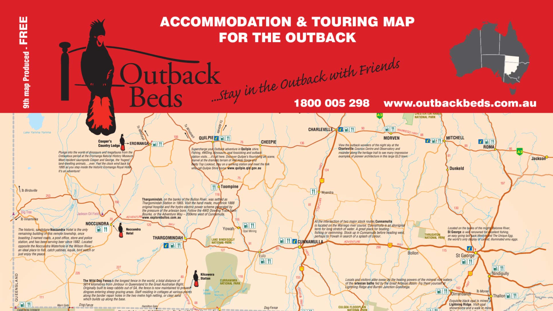 Farm Stays & Outback Accommodation - Outback Beds Touring Map - Outback ...